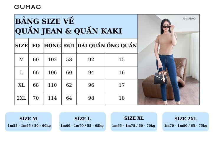 Bảng size quần nữ CHUẨN 2025 cách đo quần chính xác nhất