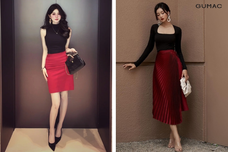 Chân váy đỏ phối với áo màu gì ĐỘC ĐÁO hot trend năm nay