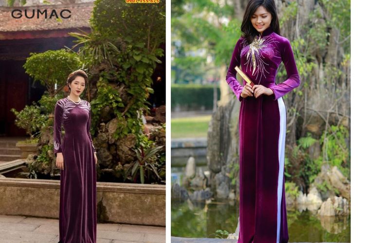 Bí quyết phối Áo dài tím huế mặc với quần màu gì để NỔI BẬT