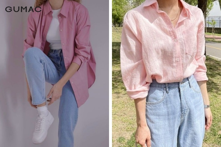 Cách phối đồ với áo sơ mi nữ hồng NỮ TÍNH và ngọt ngào